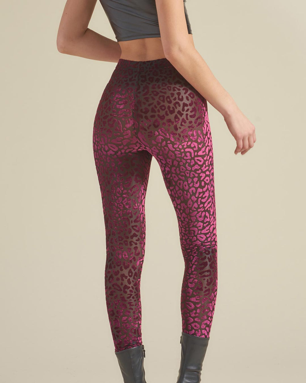 Women's Velvet Leggings | Red Ruby Leopard Print - SpiritHoods