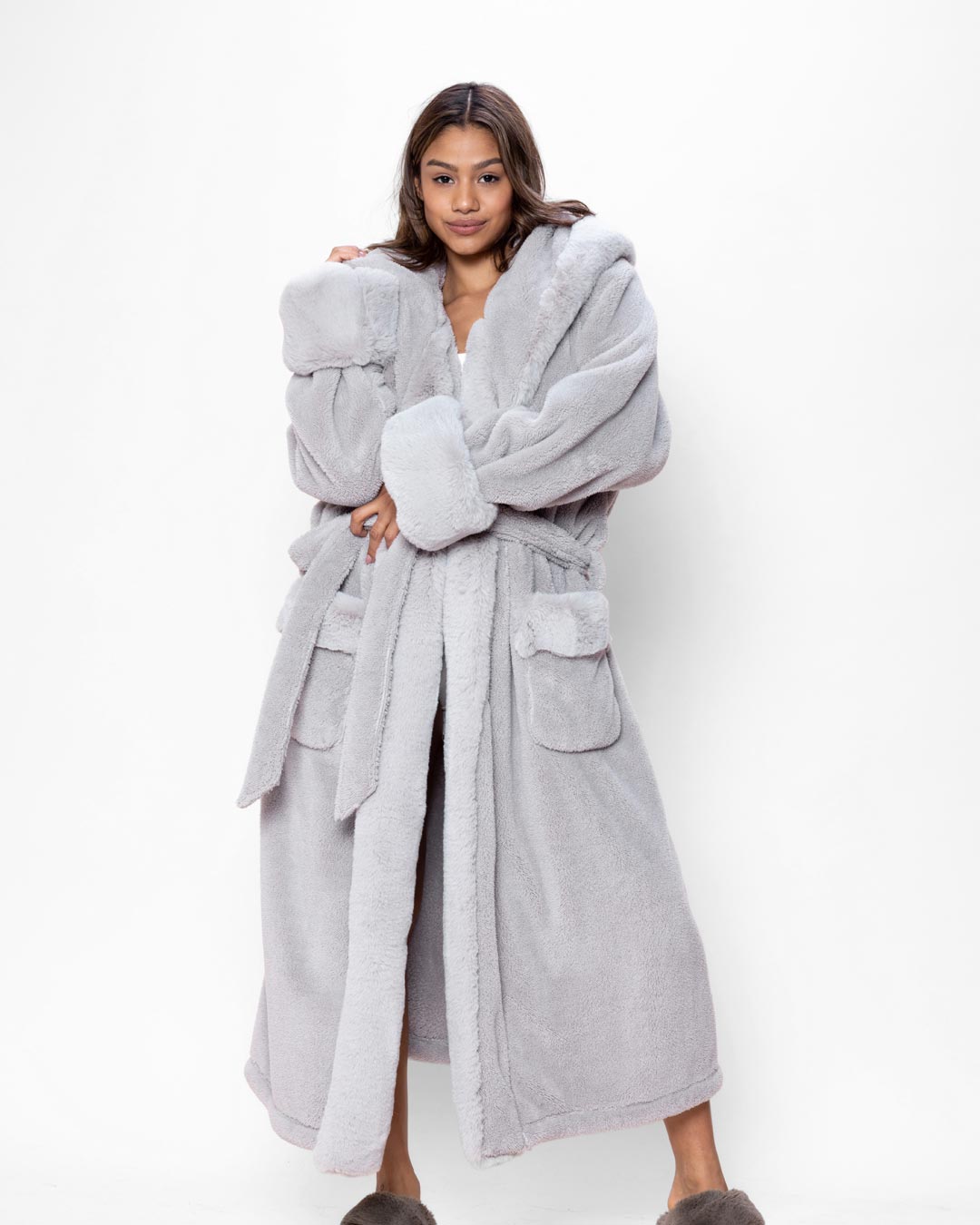 Luxury Robe for Women, Grey Luxury Bathrobe | Silver Fox - SpiritHoods