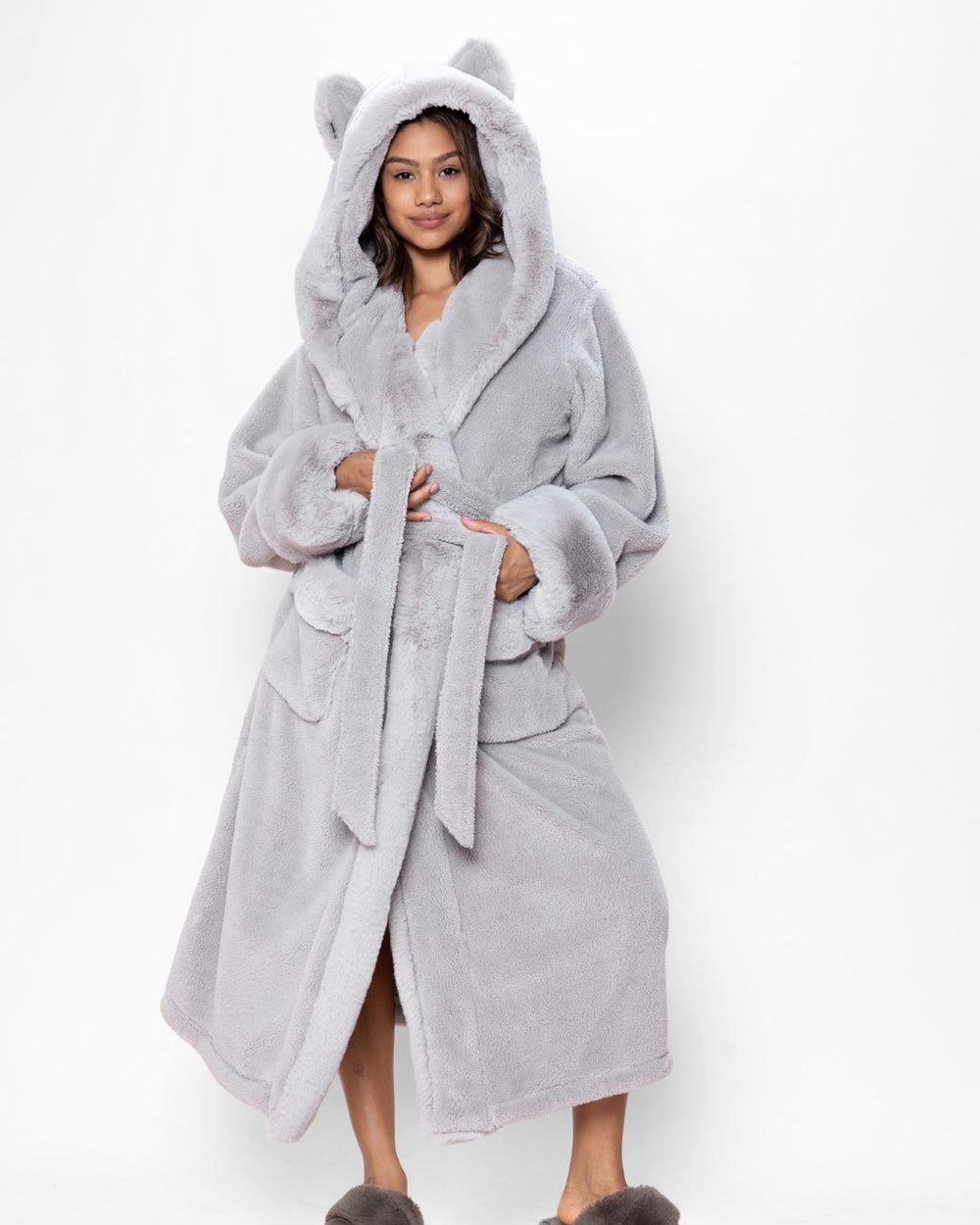 Luxury Robe for Women, Grey Luxury Bathrobe | Silver Fox - SpiritHoods