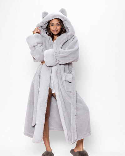 Luxury Robe for Women, Grey Luxury Bathrobe | Silver Fox - SpiritHoods