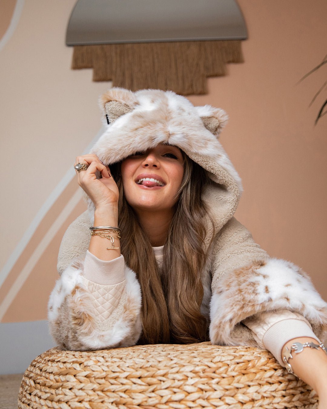 Luxury Robe for Women, Beige Luxury Bathrobe | Snow Leopard - SpiritHoods