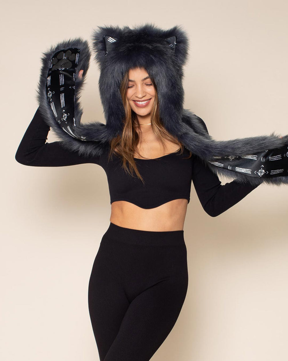 Moroccan Blue Wolf Collector Edition Faux Fur Hood | Women's - SpiritHoods