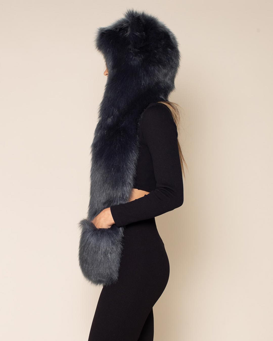 Moroccan Blue Wolf Collector Edition Faux Fur Hood | Women's - SpiritHoods