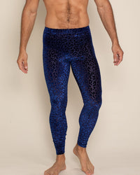 Men's Leggings | Blue Indigo Leopard Print - SpiritHoods