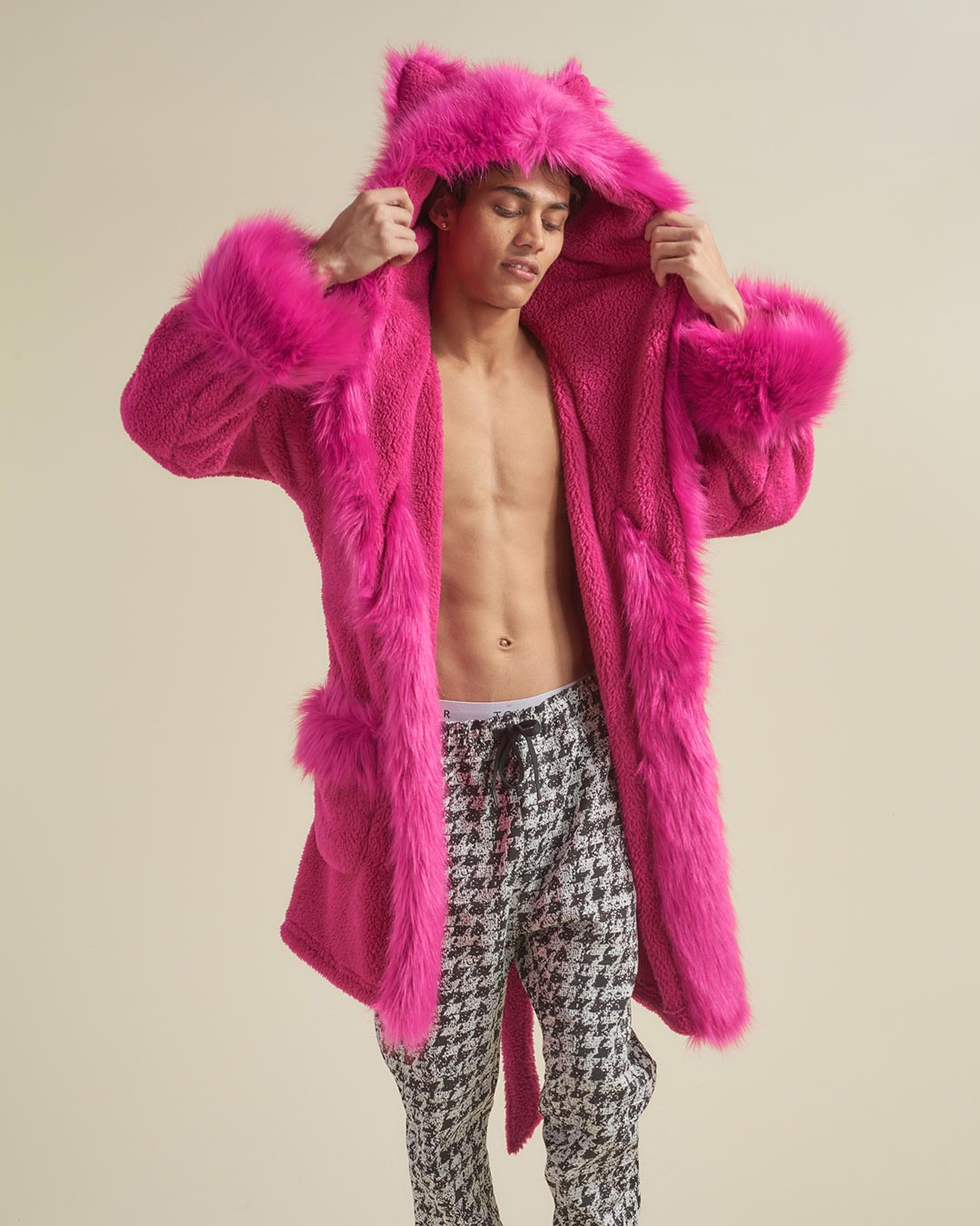 Lipstick Wolf Men's Faux Fur Short Robe | SpiritHoods