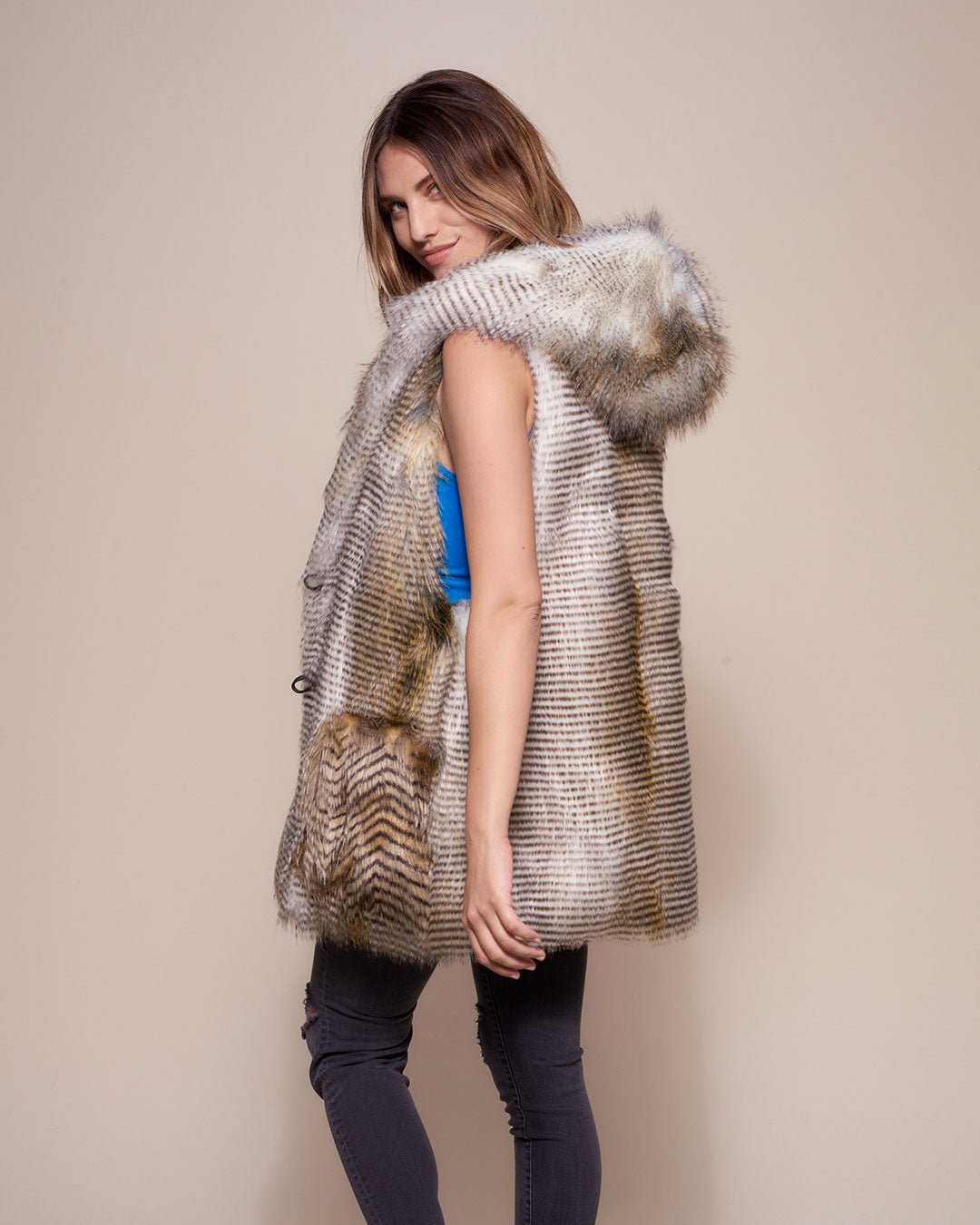 Alaskan Hawk White Faux Fur Women's Vest | SpiritHoods