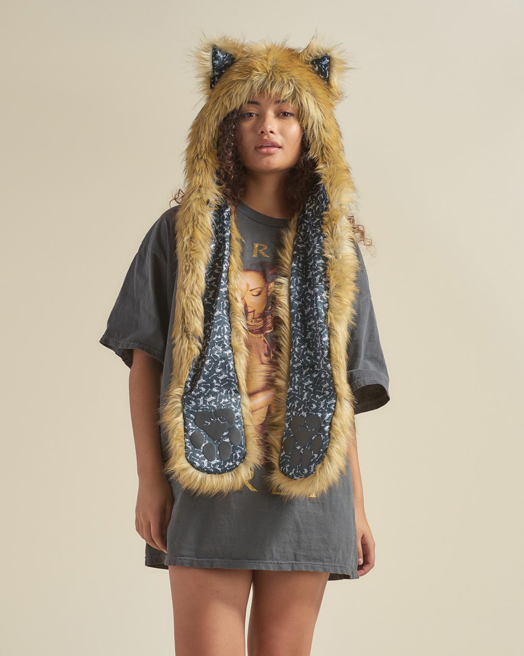 Women's Collector Edition Calacas Wolf Faux Fur Hood | SpiritHoods