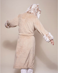 Men's Luxury Robe, Beige Luxury Bathrobe | Snow Leopard - SpiritHoods
