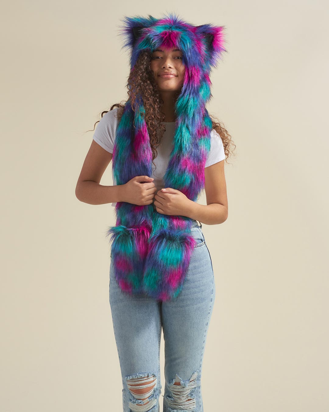 Northern Lights Calico Leopard Faux Fur Hood | Women's - SpiritHoods