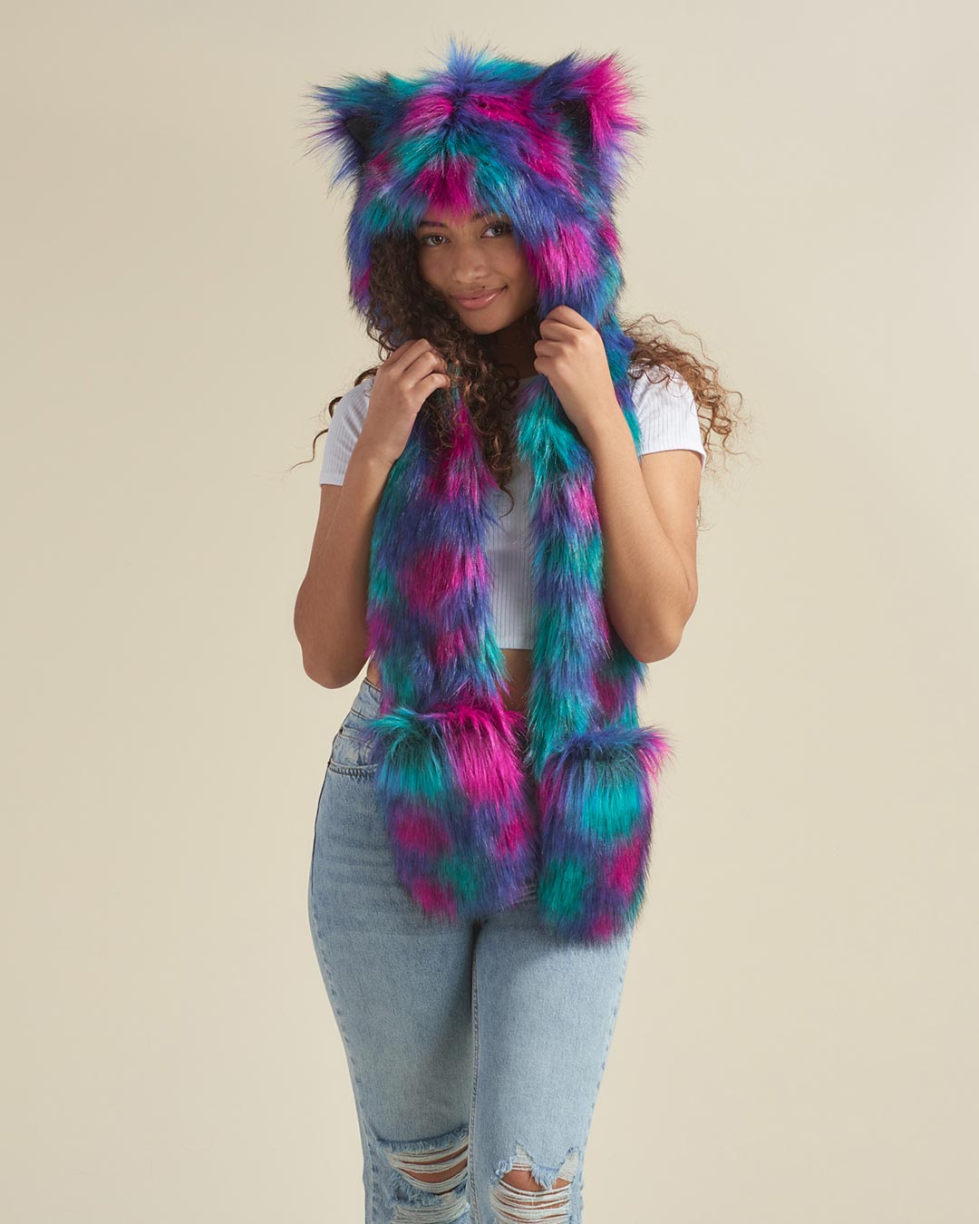 Northern Lights Calico Leopard Faux Fur Hood | Women's - SpiritHoods