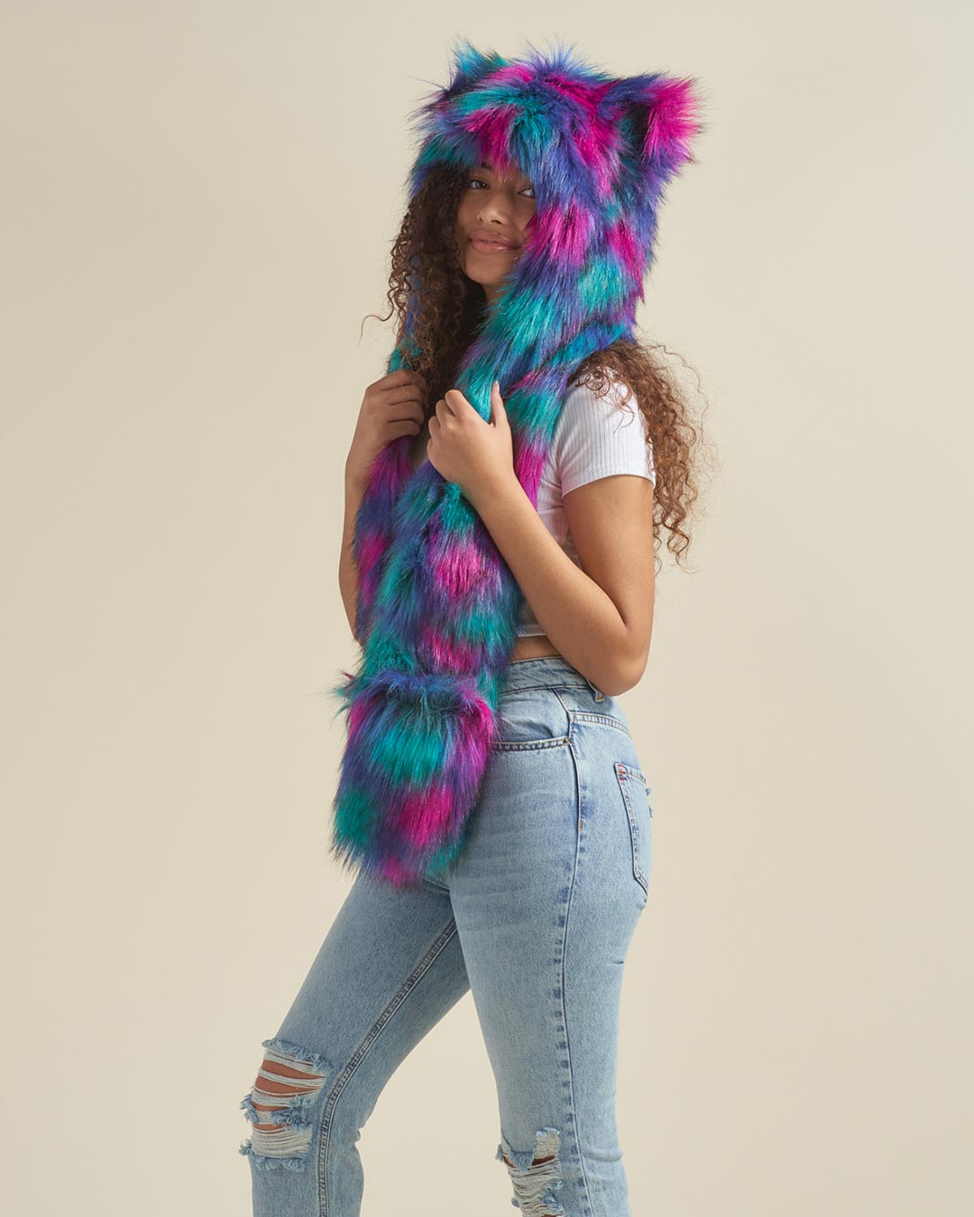 Northern Lights Calico Leopard Faux Fur Hood | Women's - SpiritHoods