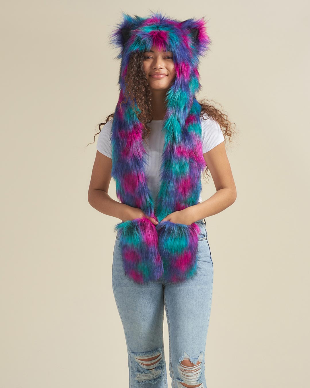 Northern Lights Calico Leopard Faux Fur Hood | Women's - SpiritHoods