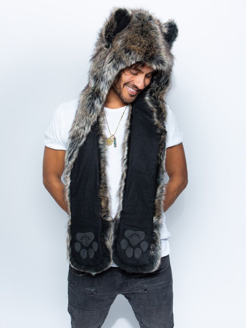 Dire Wolf Faux Fur Men's Hood with Scarf | SpiritHoods