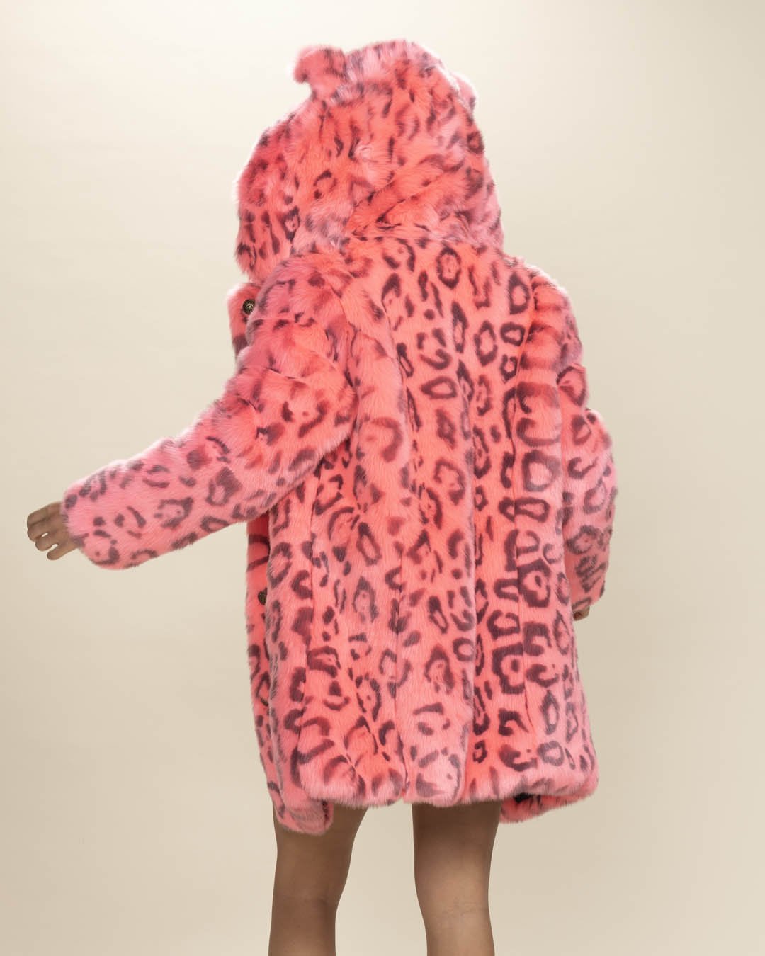 Hot Pink Faux Fur Coat Womens | Leopard Print - SpiritHoods