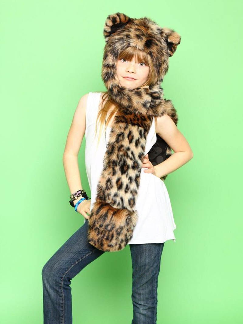 Leopard Kids Faux Fur Hood with Ears and Paws | SpiritHoods