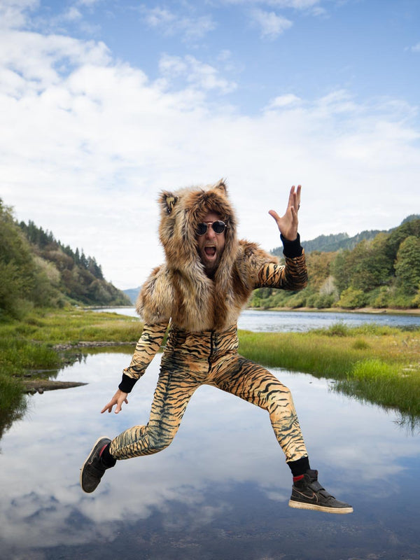 Tiger Velvet Faux Fur Men's Jumpsuit Onesie | SpiritHoods