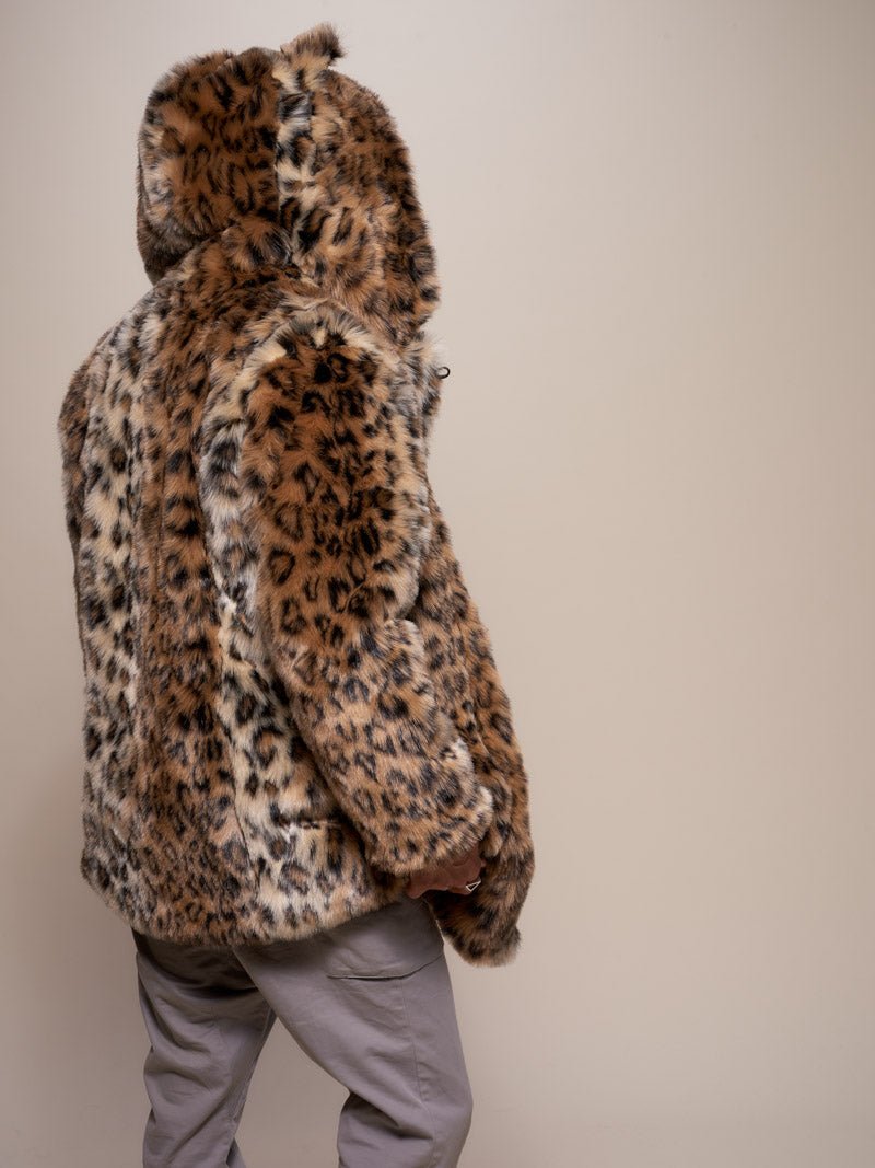 SpiritHoods® Luxe Faux Fur Mens Coat With Hood & Ears Classic Leopard