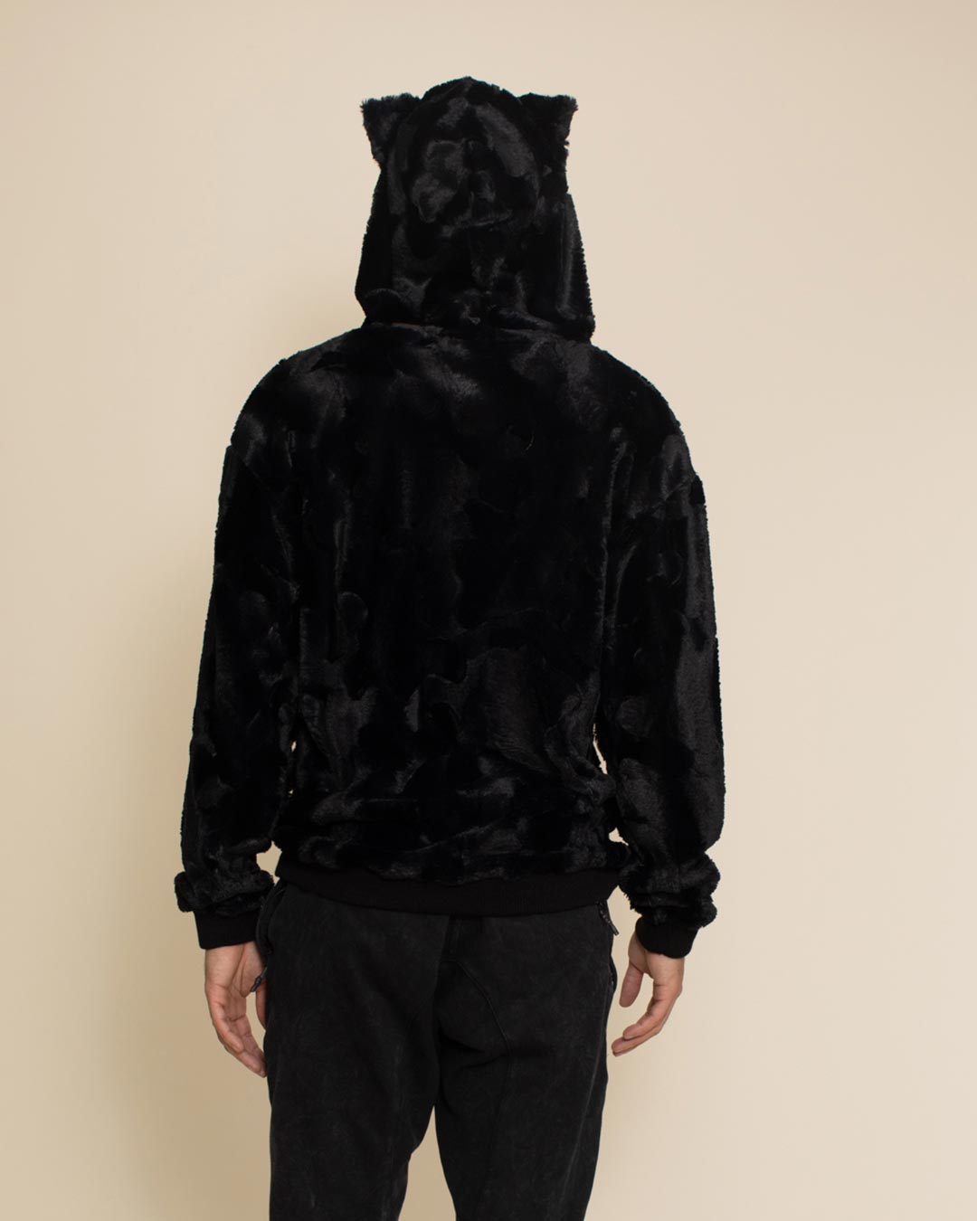 Fur Hoodie in Black Panther for Men - SpiritHoods