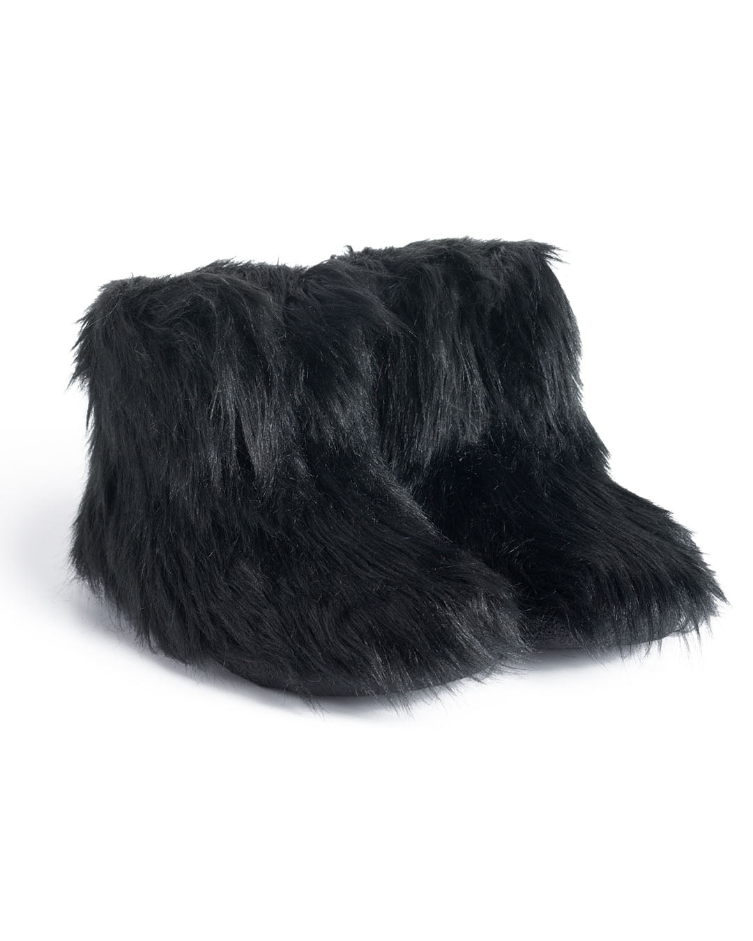 Black Wolf Faux Fur Slipper Bootie - SpiritHoods