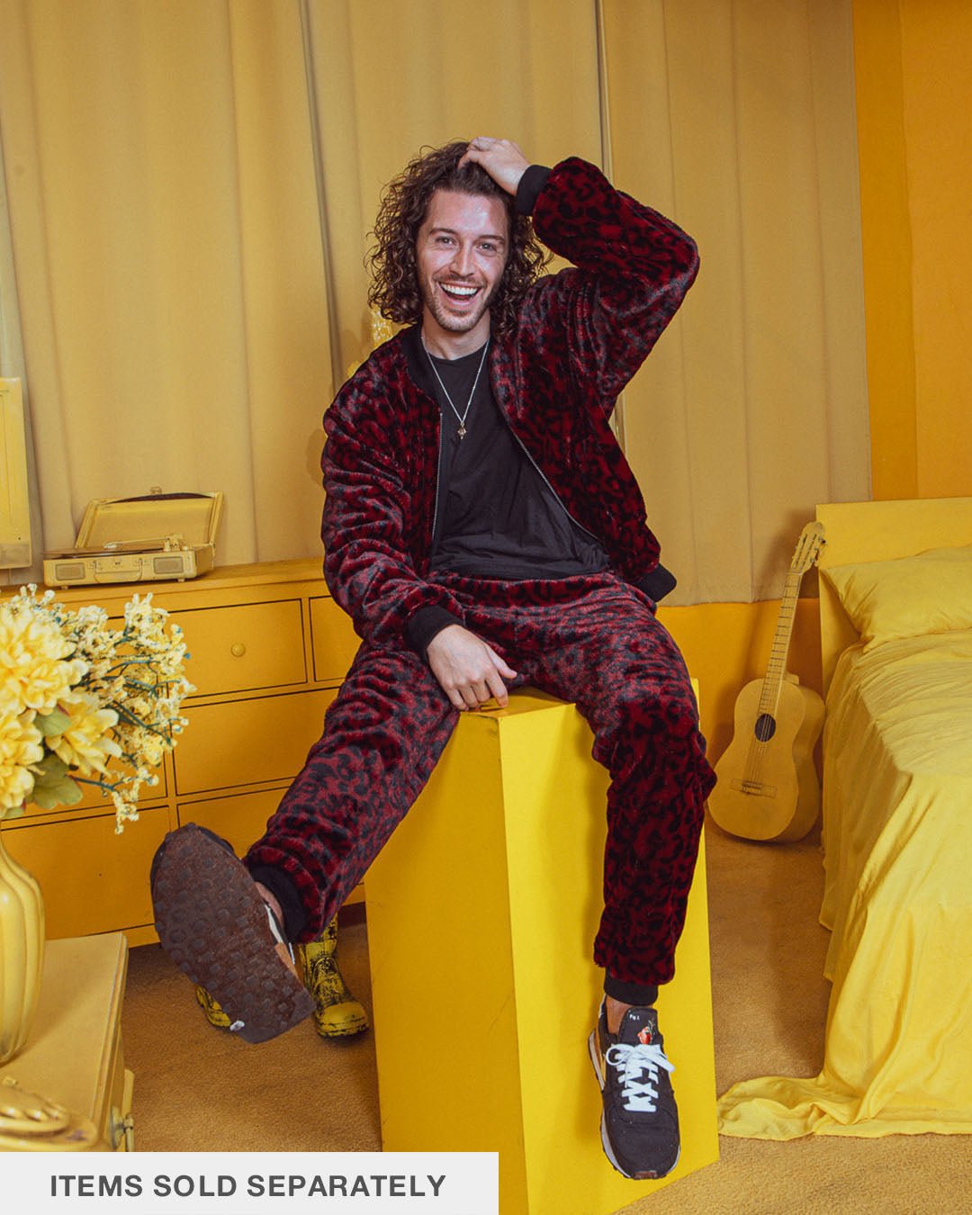 Men's Designer Sweatpants | Red Leopard Print