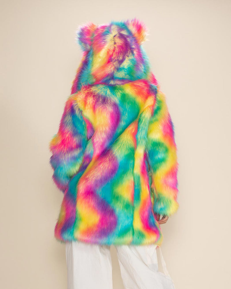 Colorful Faux Fur Coat Womens | Rainbow Bear - SpiritHoods
