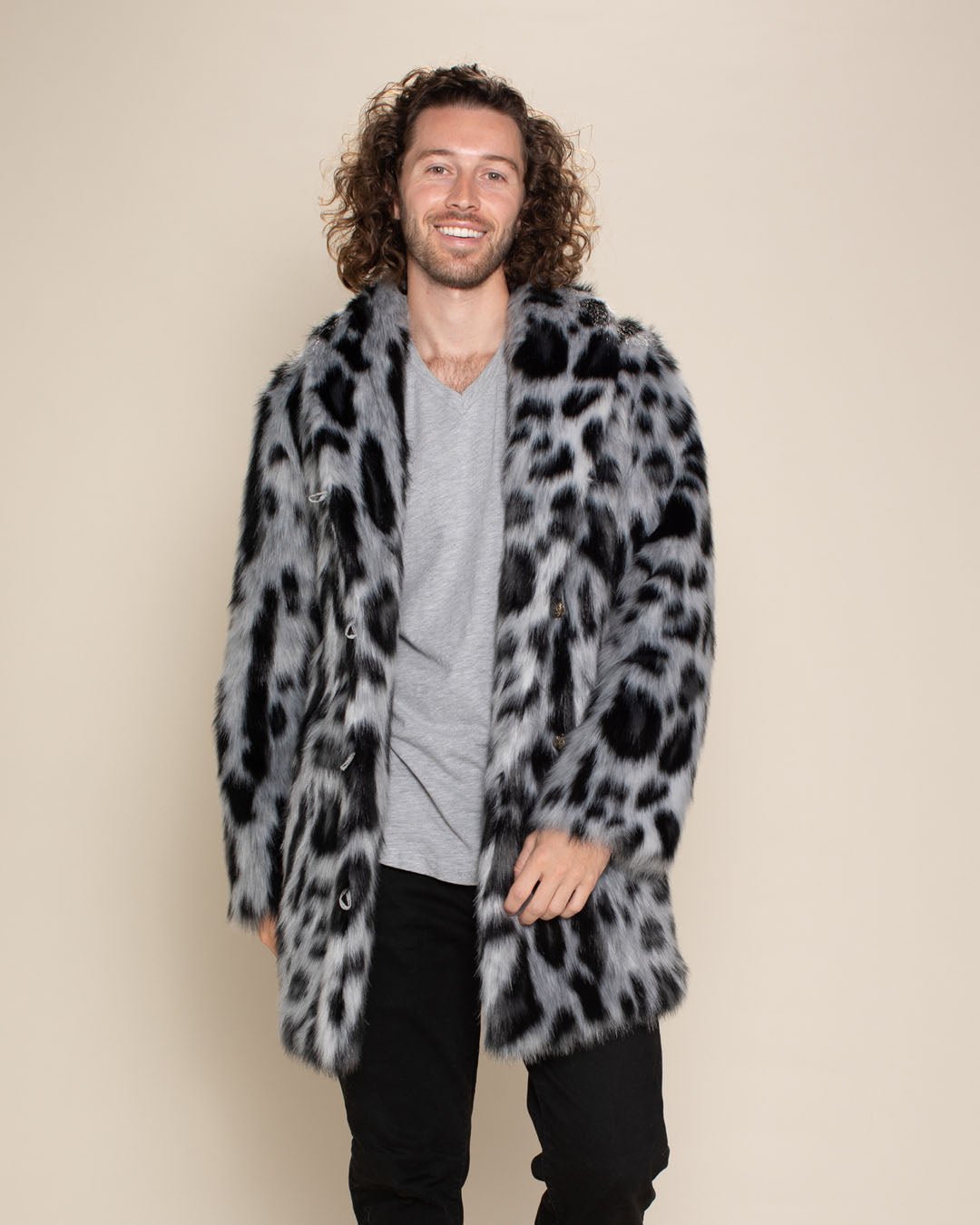 Men's Faux Fur Coat | Himalayan Snow Leopard - SpiritHoods