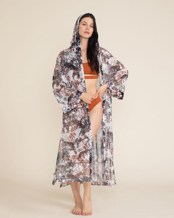 Women's Festival Kimono Mesh | Toile Leopard Print - SpiritHoods