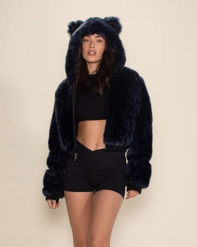 Indigo Leopard Collector Edition Faux Fur Cropped Jacket | Women's ...