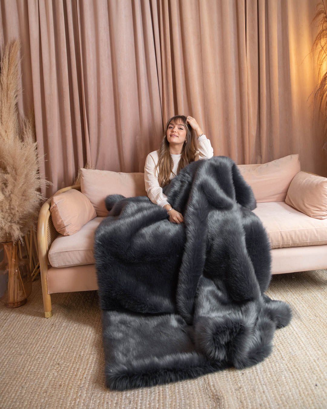 Moroccan Blue Wolf Collector Edition Faux Fur Throw - SpiritHoods