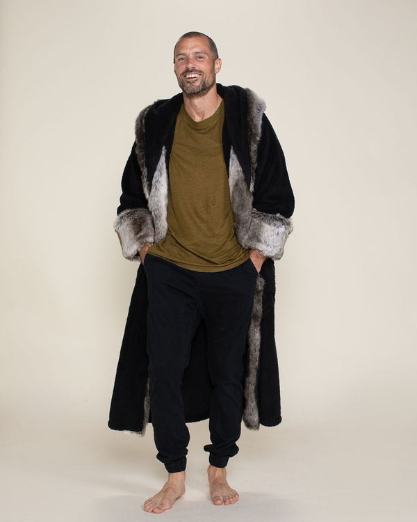 Men's Luxury Robe, Black & Grey Luxury Bathrobe | Grey Wolf - SpiritHoods
