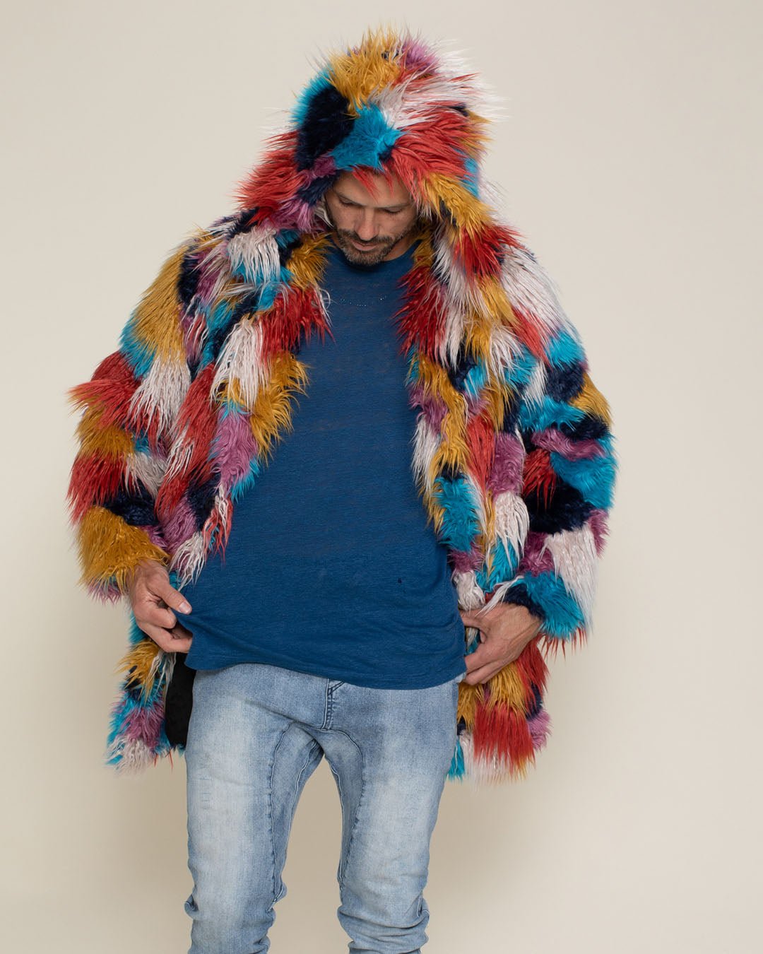 Shop Faux Fur Coats with Hood for Men - SpiritHoods