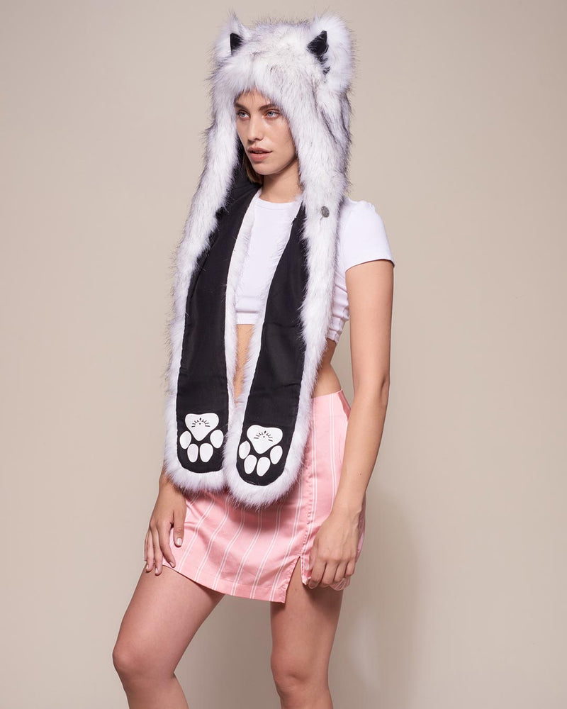 Husky Faux Fur Women's Hood with Ears and Paws | SpiritHoods