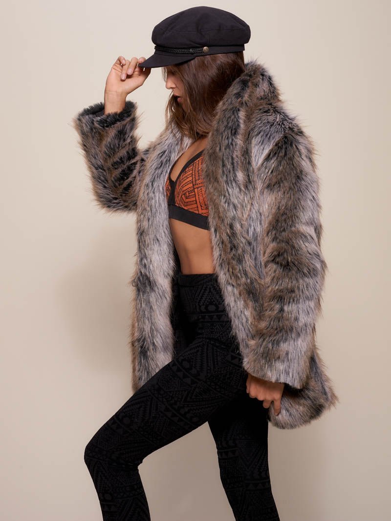 GREY WOLF FAUX FUR COAT - Embrace Nature's Elegance | SpiritHoods