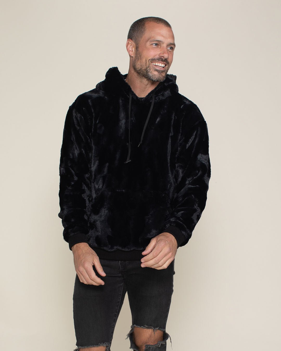 Black Panther Men's Hooded Faux Fur Hoodie | Ultra Soft - SpiritHoods