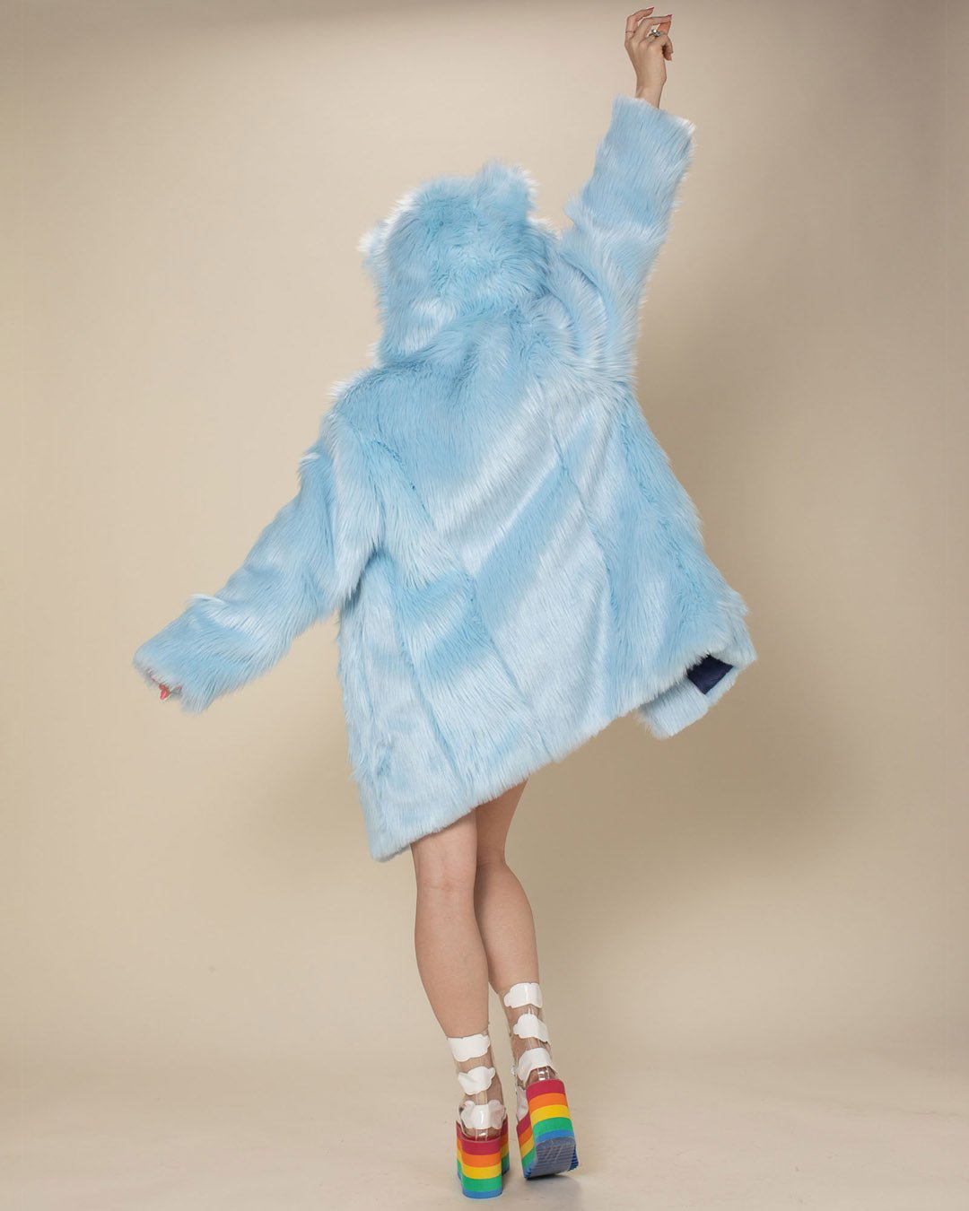 Sky Blue Bear Classic Limited Edition Faux Fur Coat | Women's - SpiritHoods