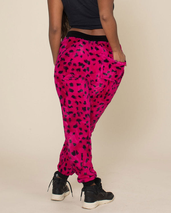 Pink Cheetah Ultra Soft Faux Fur Sweatpants | Women's