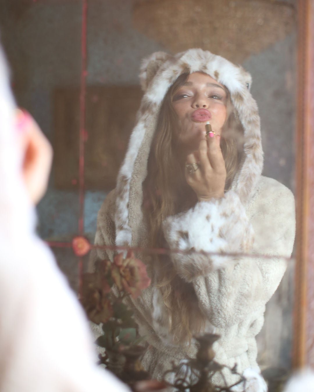 Luxury Robe for Women, Beige Luxury Bathrobe | Snow Leopard - SpiritHoods