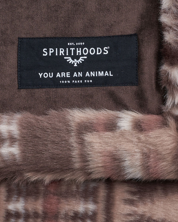 Tuscan Brown Wolf Faux Fur Throw - SpiritHoods