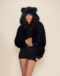 Indigo Leopard Collector Edition Faux Fur Cropped Jacket | Women's ...
