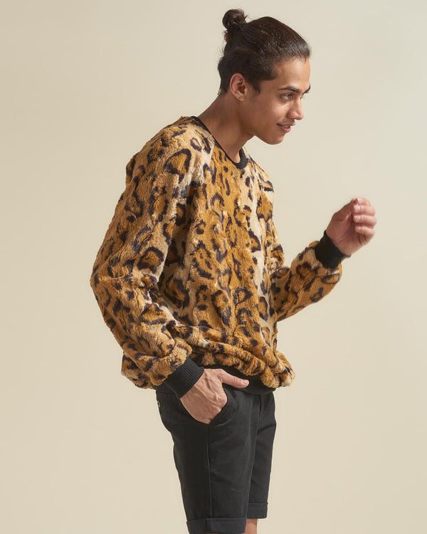 Cheetah Faux Fur Men's Sweater | Ultra Soft | SpiritHoods