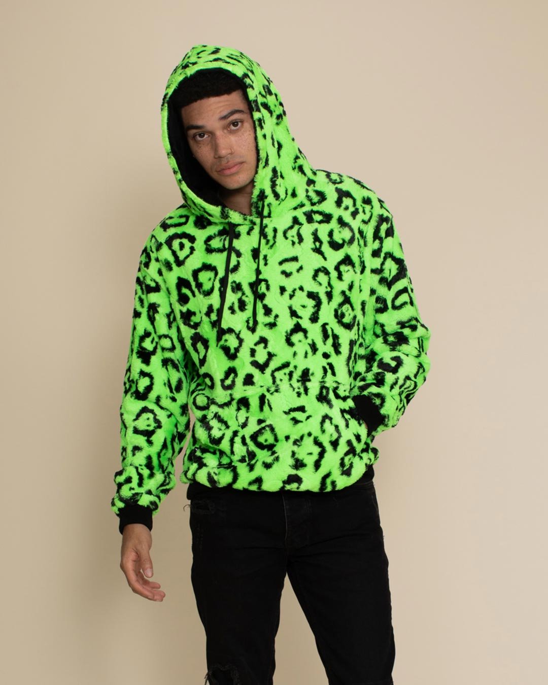 Fur Hoodie - Green, Neon for Men - SpiritHoods