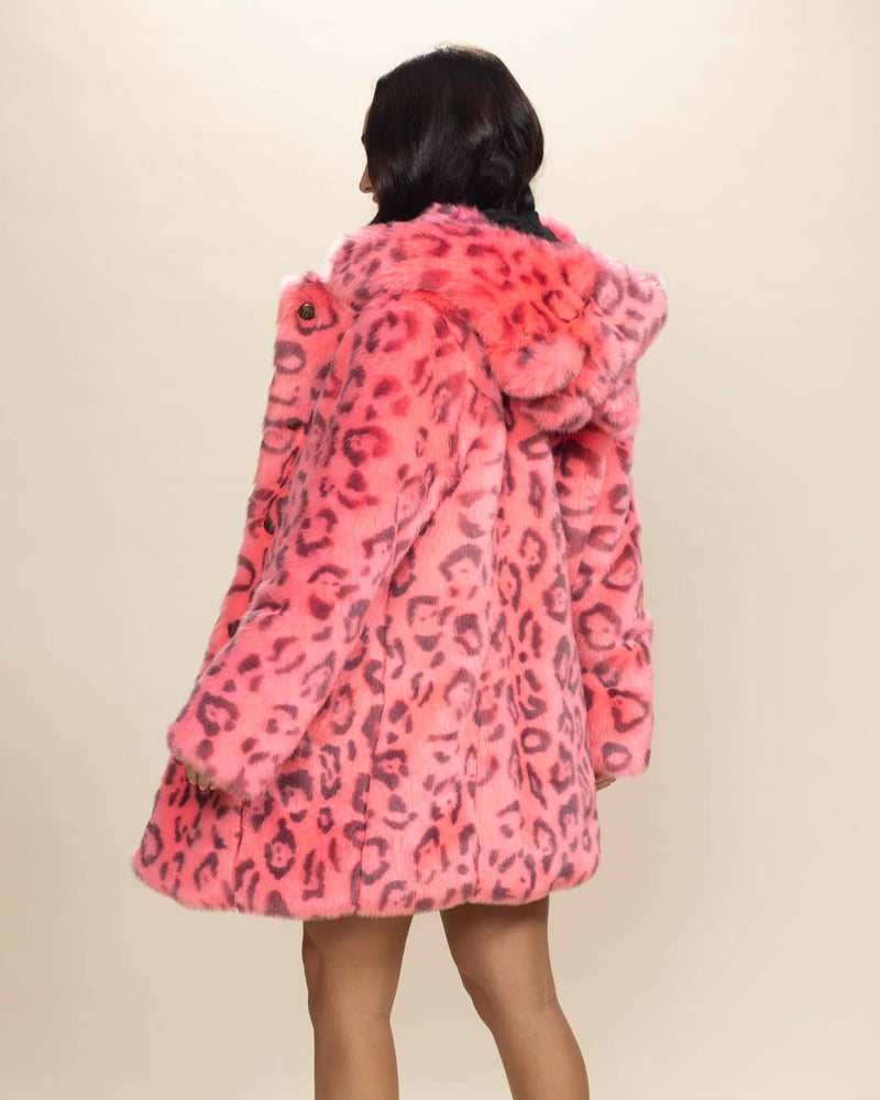 Hot Pink Faux Fur Coat Womens | Leopard Print - SpiritHoods