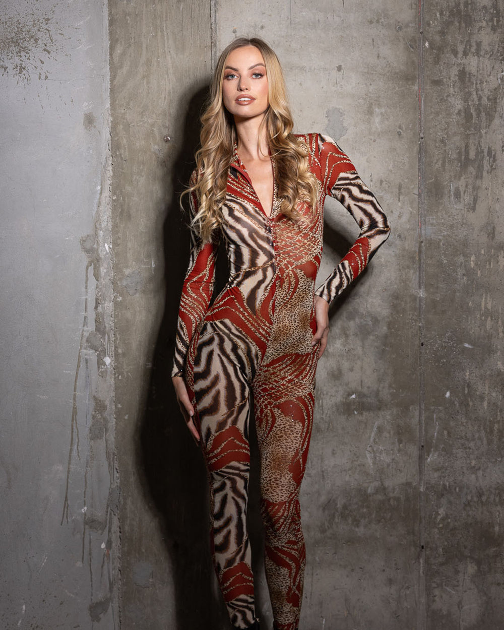 Full Bodysuit | Red Carmine Animal Print - SpiritHoods