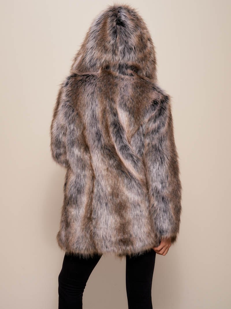 Faux Fur Coat Womens | Hooded Grey Wolf - SpiritHoods