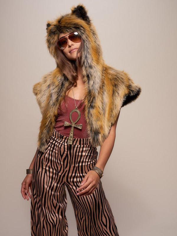 Red Wolf Faux Fur Shawl - SpiritHoods