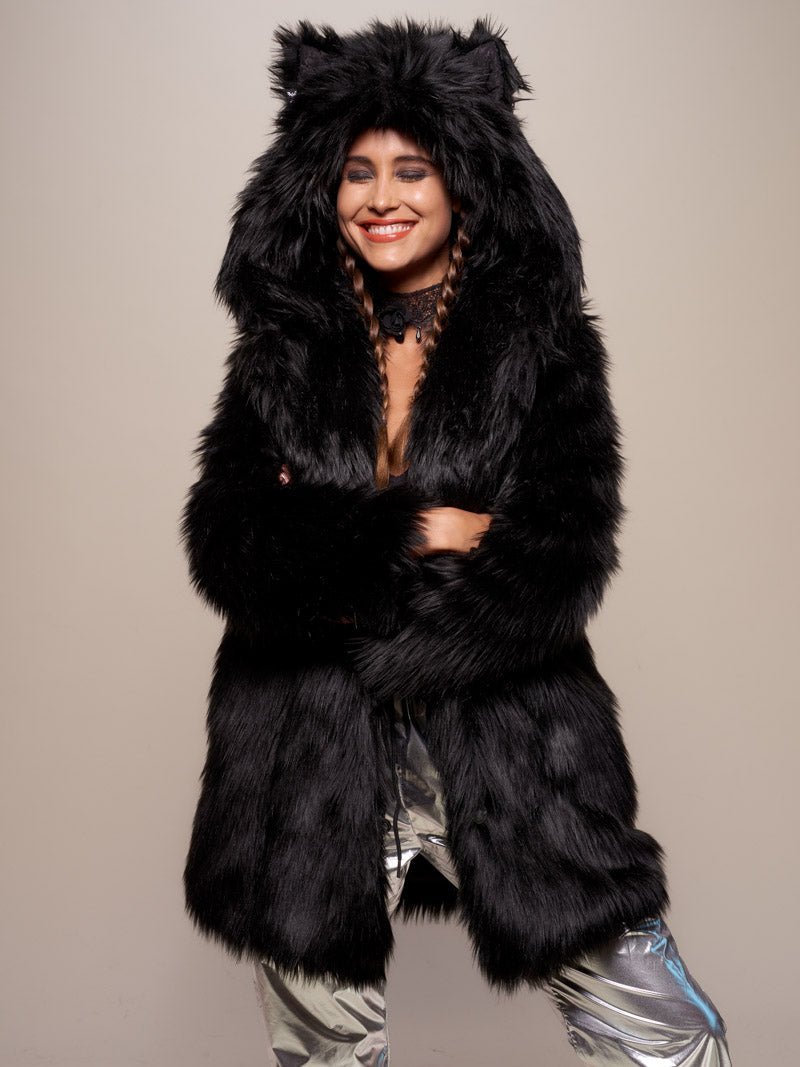 Black Faux Fur Coat Womens | Black Wolf - SpiritHoods