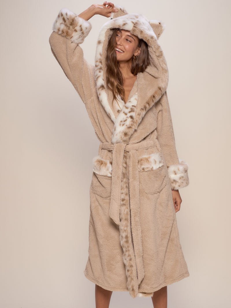 Luxury Robe for Women, Beige Luxury Bathrobe | Snow Leopard - SpiritHoods