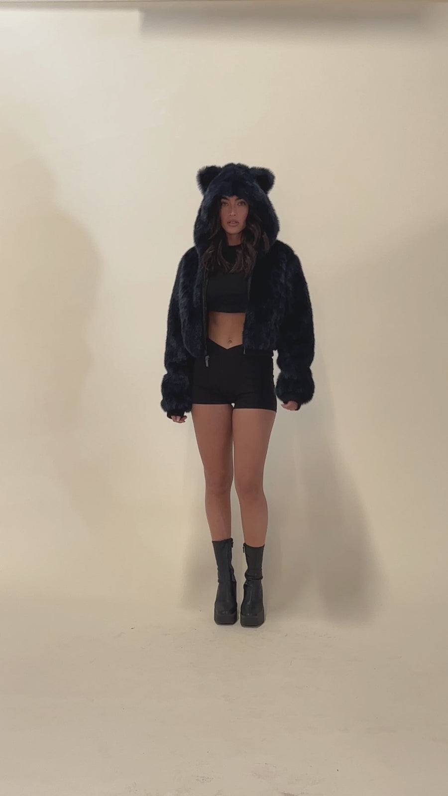 Indigo Leopard Collector Edition Faux Fur Cropped Jacket | Women's ...