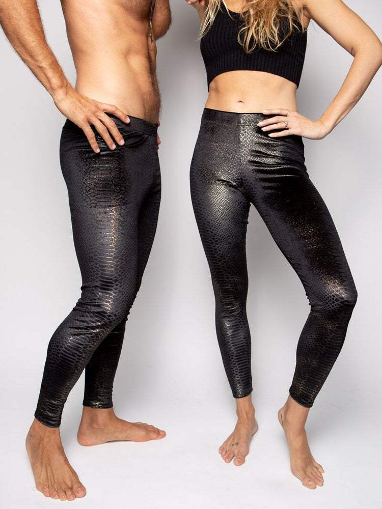 Black Animal Print Snakeskin Men's Leggings | SpiritHoods