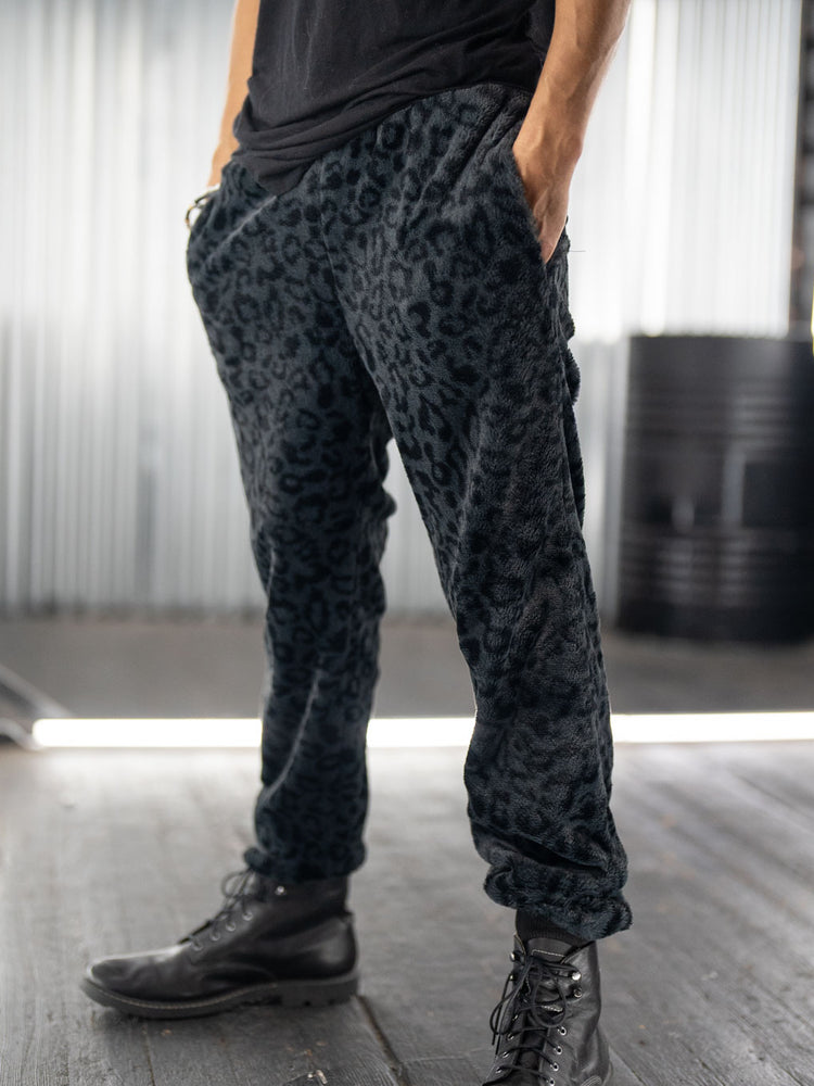 Slate Leopard ULTRA SOFT Faux Fur Sweatpants | Men's - SpiritHoods